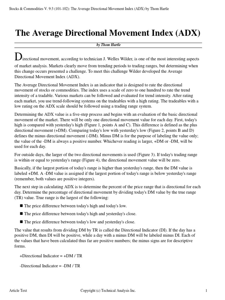 The Average Directional Movement Index | PDF | Market Trend | Economics