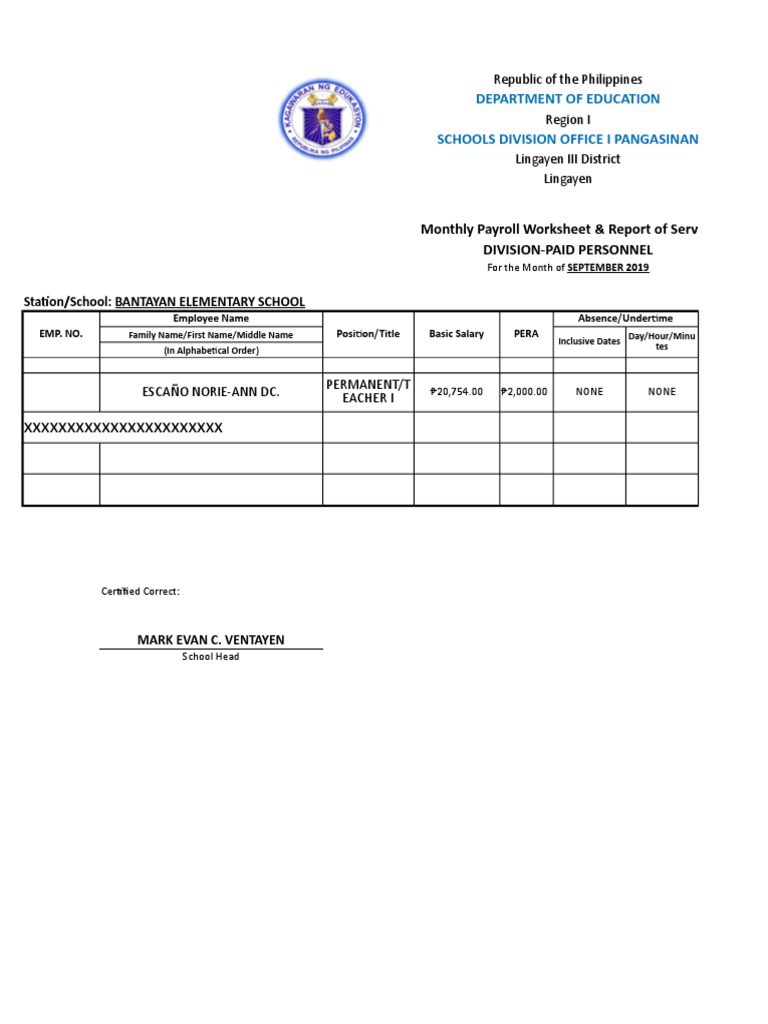Monthly Payroll Report for DepEd Teachers | PDF