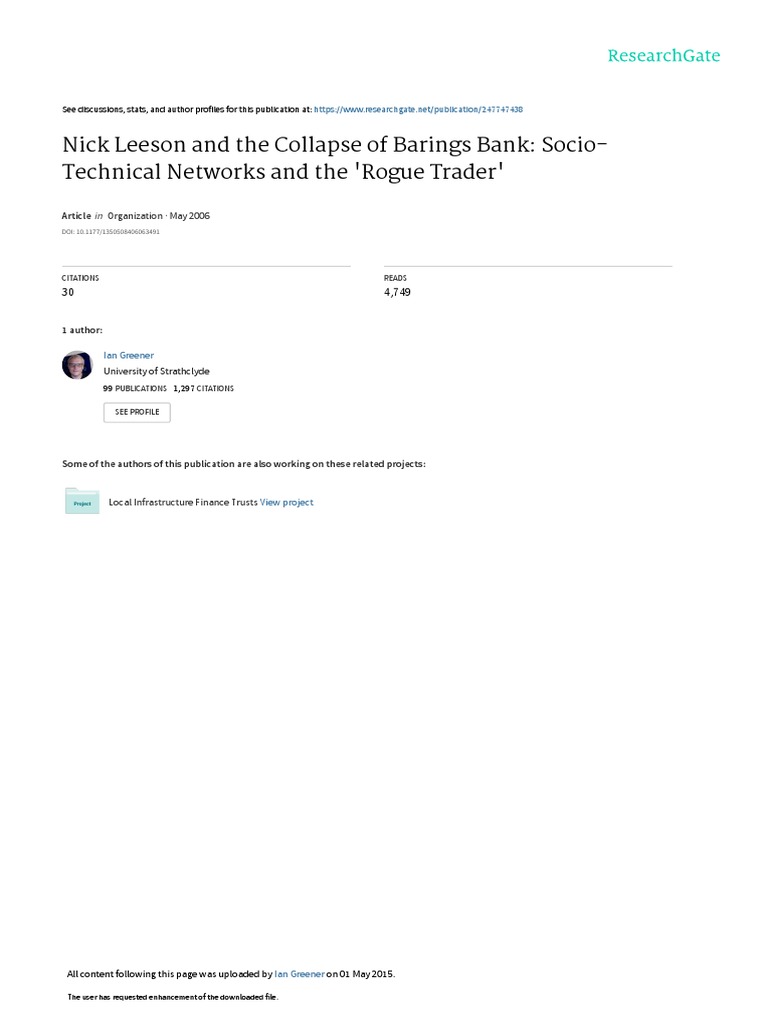 Nick Leeson and The Collapse of Barings Bank Socio | PDF | Economies ...
