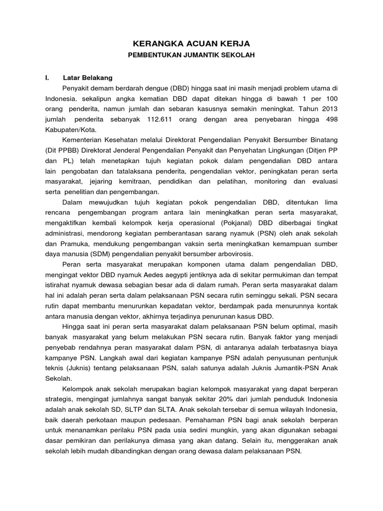 KAK Jumantik Sekolah | PDF