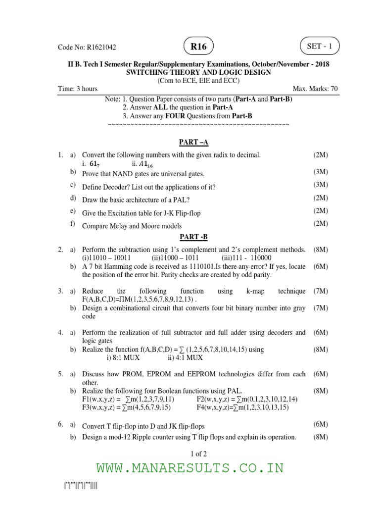STLD Previous Papers | PDF | Logic Gate | Boolean Algebra