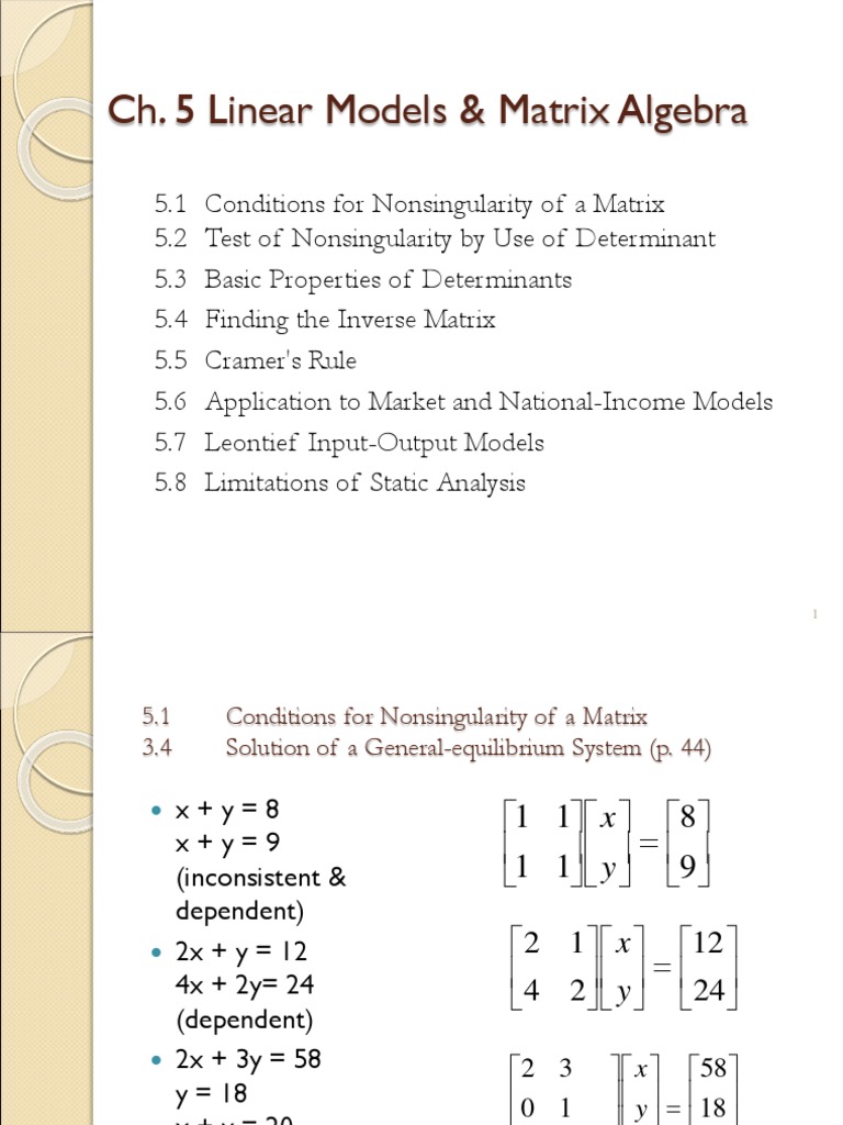 Ch. 5 Linear Models & Matrix Algebra | PDF | Determinant | Matrix (Mathematics)