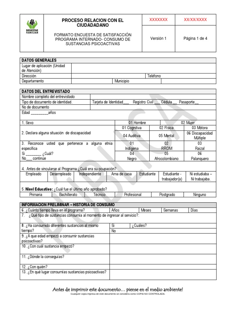 FORMATO DE ICBF | Psicólogo | Trabajo Social