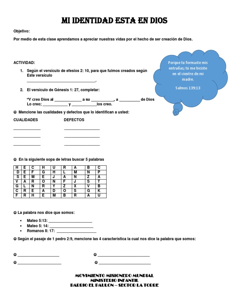 Identidad en Cristo para Niños | PDF