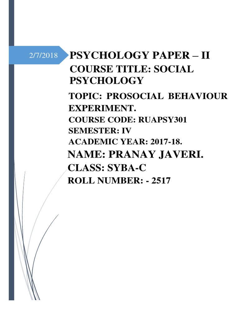 Prosocial Behavior Experiment Analysis | PDF | Experiment | Motivation