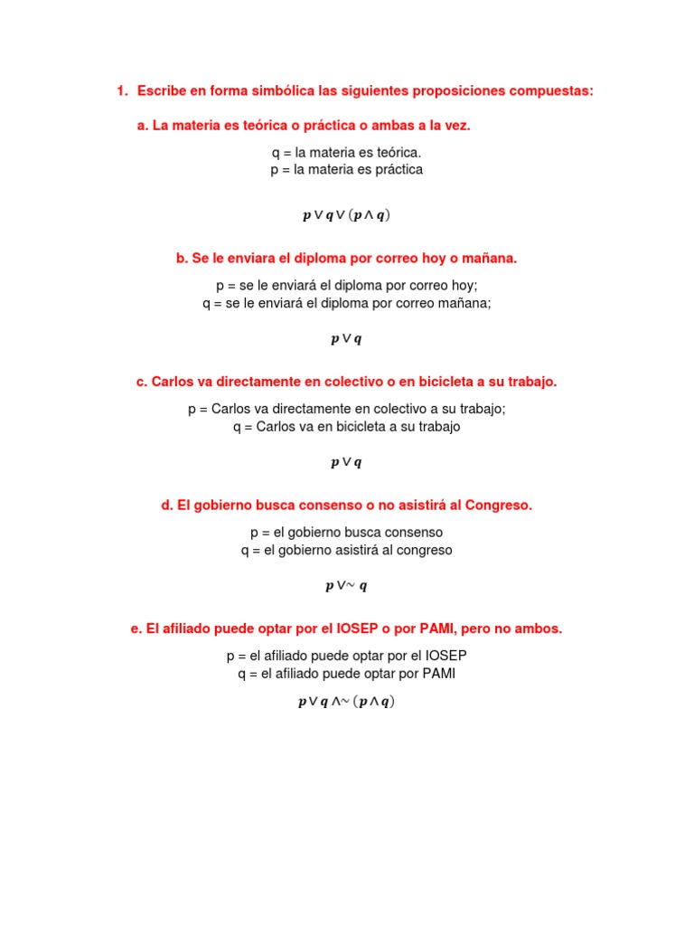 Proposiciones | PDF | Proposición | Lógica matemática
