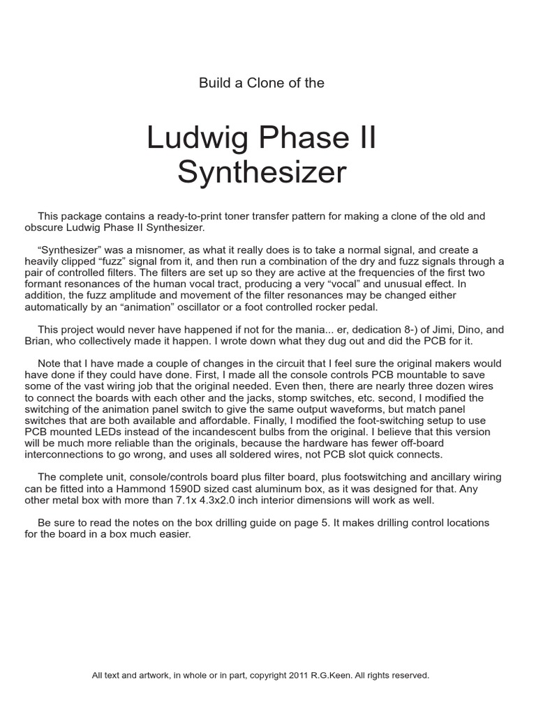 Ludwig Phase II Clone | PDF | Printed Circuit Board | Synthesizer