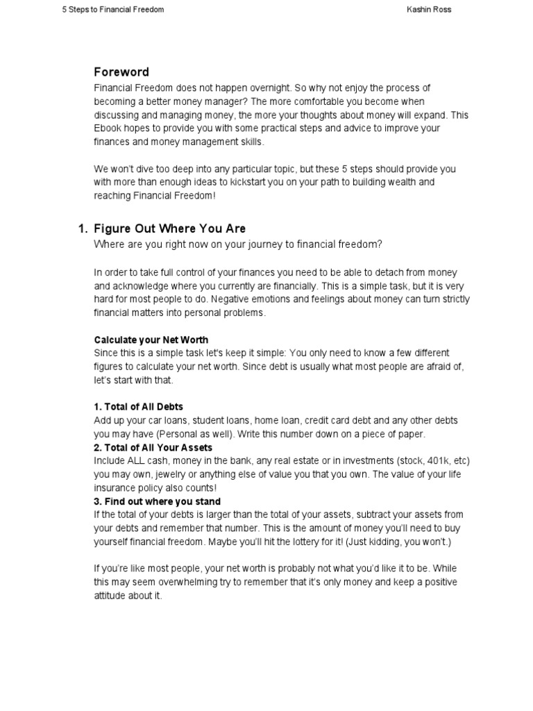 6 Steps To Financial Freedom | PDF | Individual Retirement Account | Debt