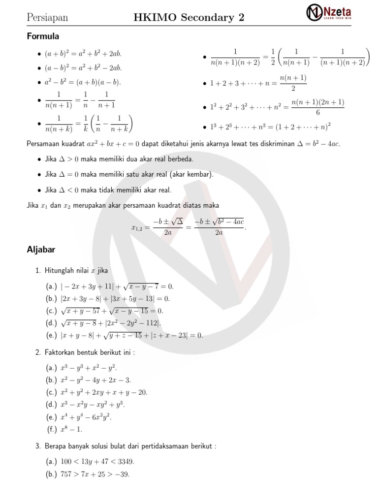 HKIMO Secondary 2 Practice | PDF