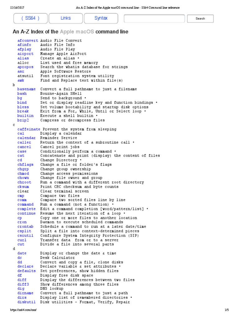 Apple Macos Apple Macos: An A-Z Index of The Command Line An A-Z Index ...