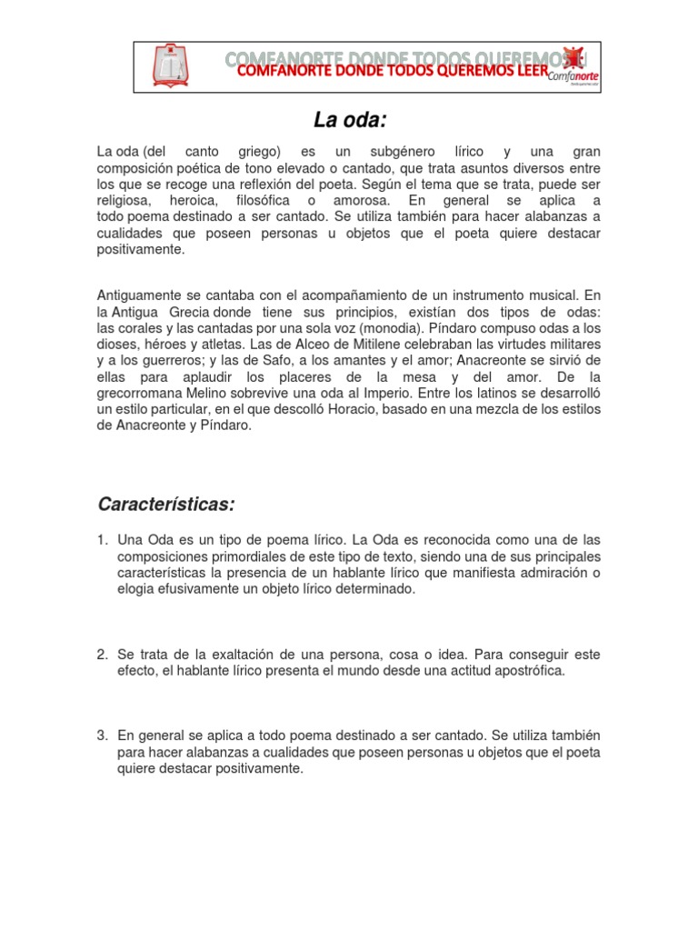 La Oda | PDF | Poesía