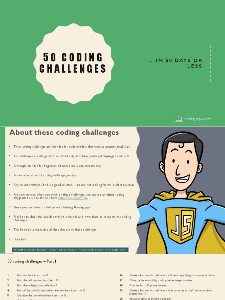 50 JavaScript Coding Challenges For Beginners | PDF | String (Computer ...