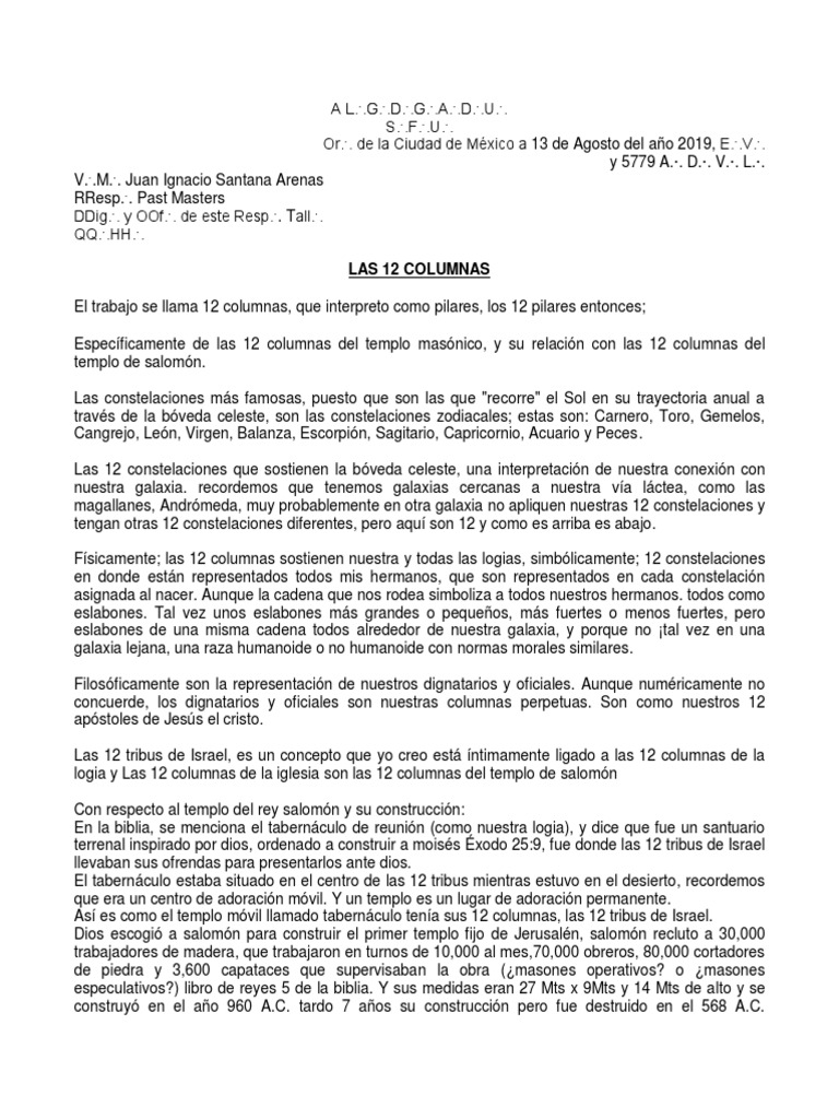 Las 12 Columnas | PDF | Doce olímpicos | Politeísmo