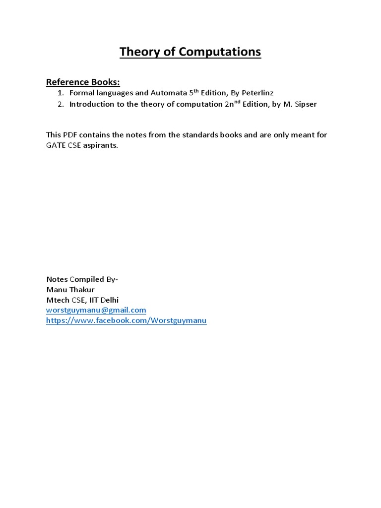 Toc PDF | PDF | Theoretical Computer Science | Formalism (Deductive)