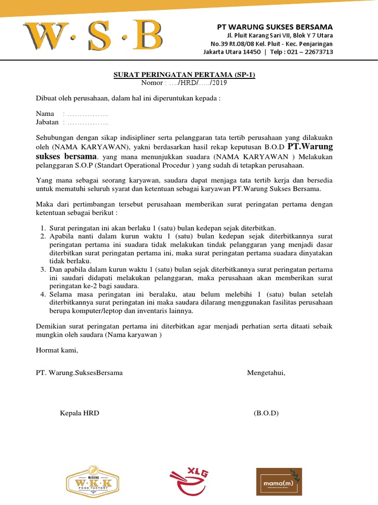 Format Surat Sp 1 Pdf