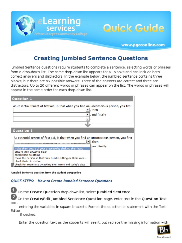 Quick Steps How To Create Jumbled Sentence Questions | PDF
