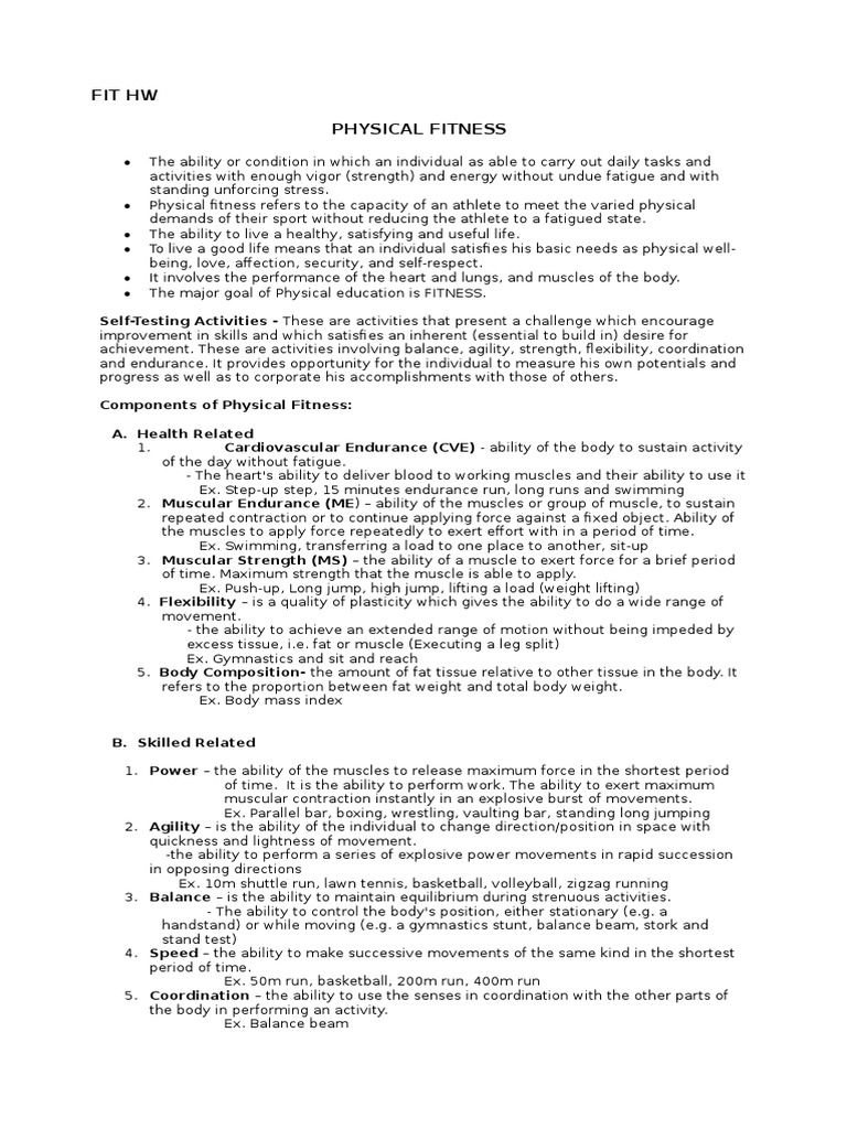 FIT Handout | PDF | Physical Fitness | Determinants Of Health