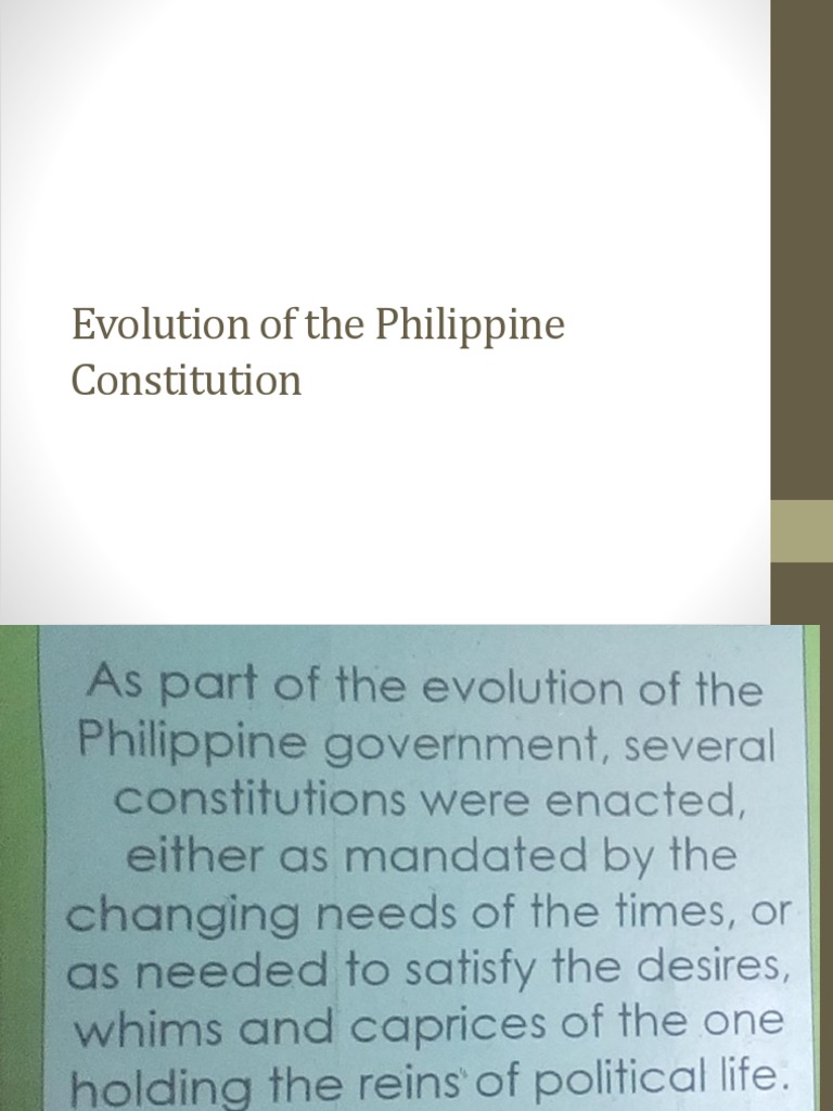 Evolution of The Philippine Constitution 1 | PDF | United States ...