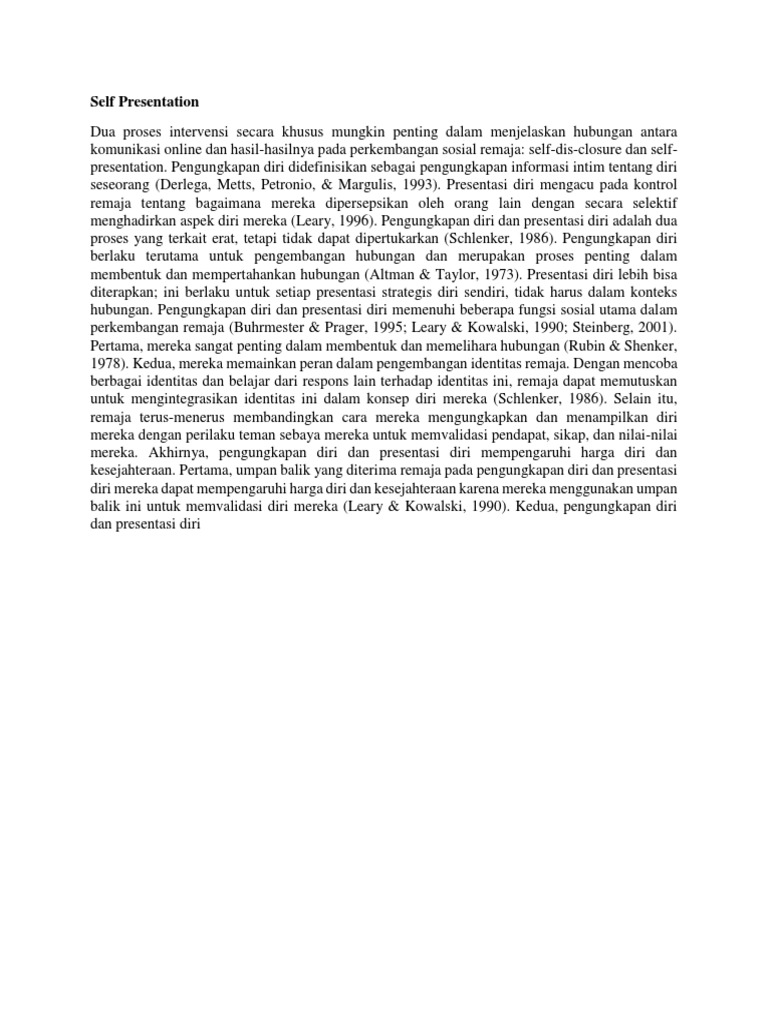 Self Presentation | PDF