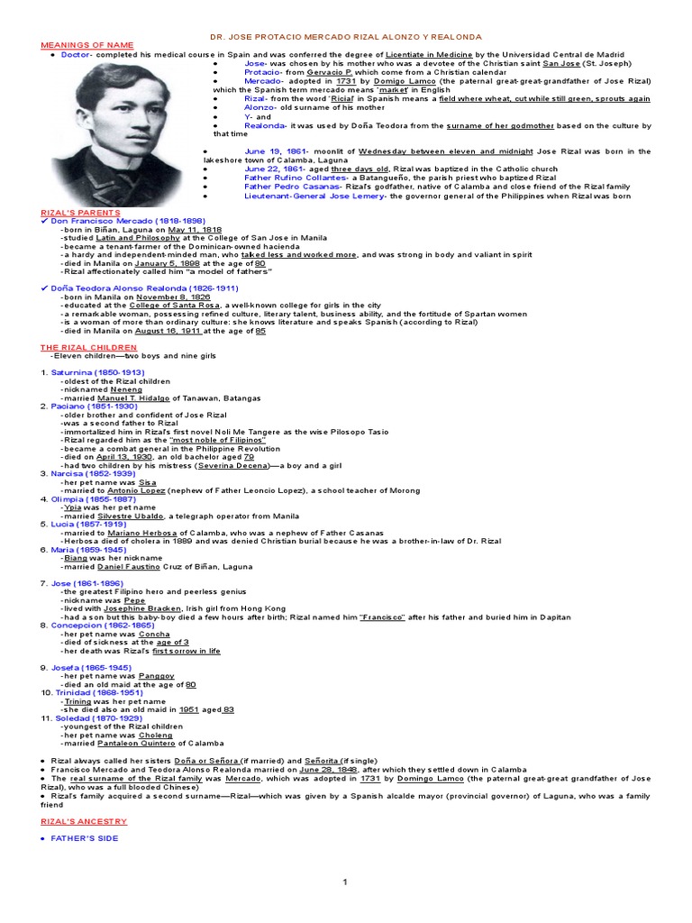 Dr. Jose Protacio Mercado Rizal Alonzo y | PDF | Manila | Doctorate