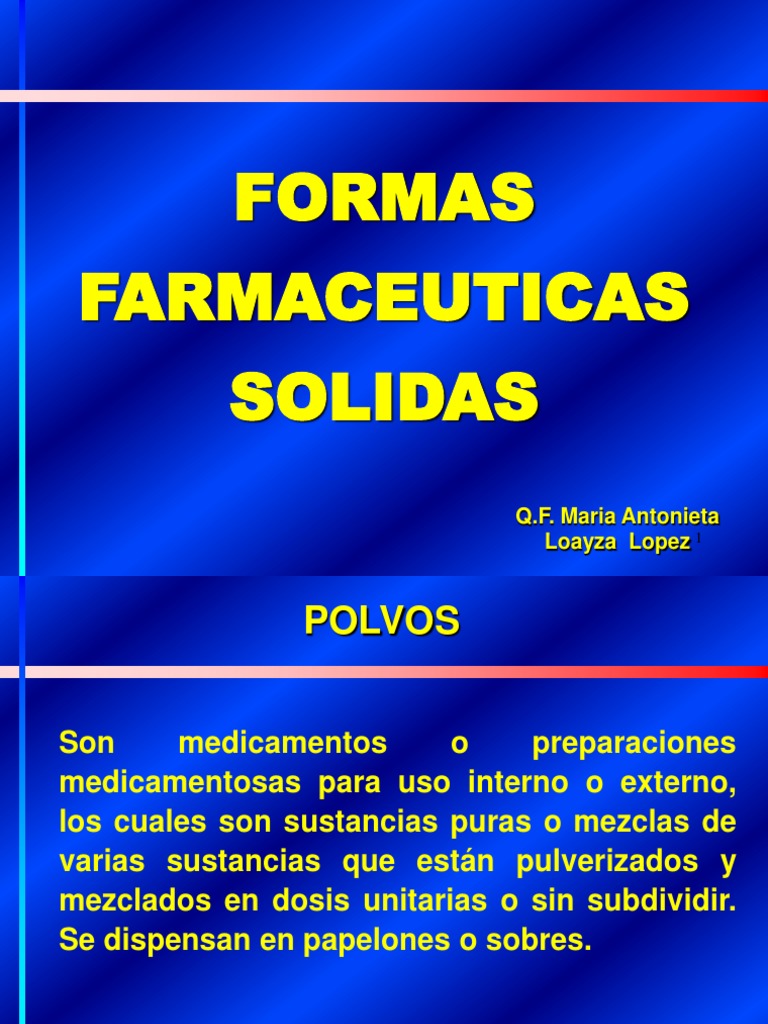 Formas Farmacéuticas Sólidas: Tipos y Ejemplos | PDF | Tableta ...