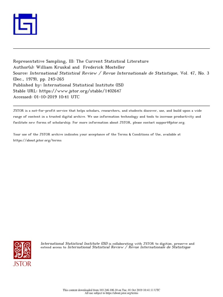 International Statistical Institute (ISI) International Statistical ...