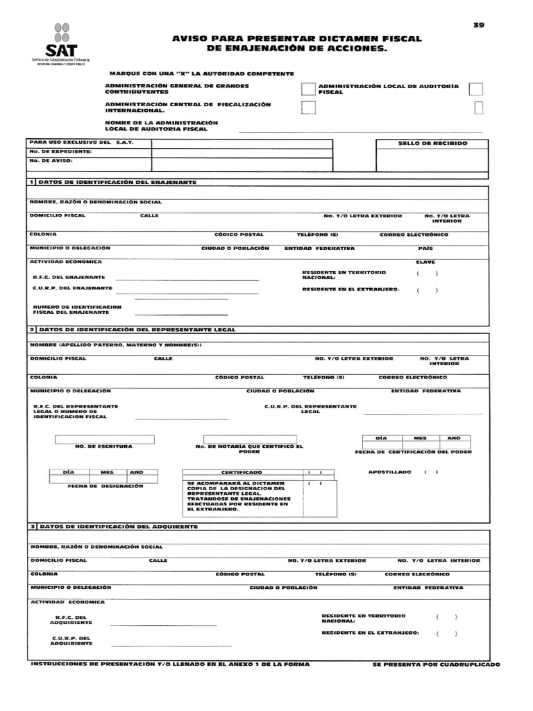 Formato 39 Enajenacion de Acciones | PDF