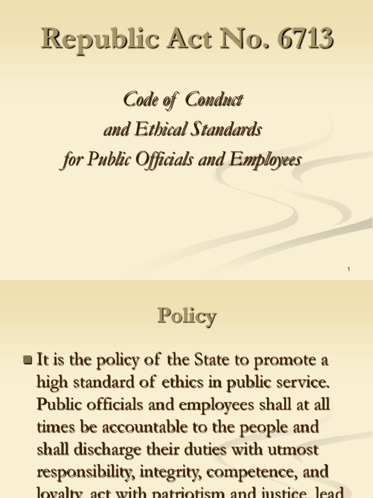 RA No. 6713-Slides | PDF | Discovery (Law) | Fine (Penalty)