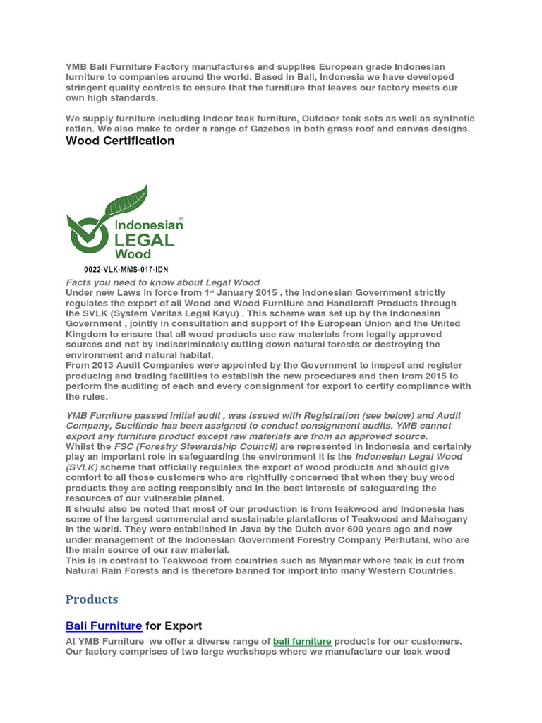 Wood Certification: Products | PDF | Business