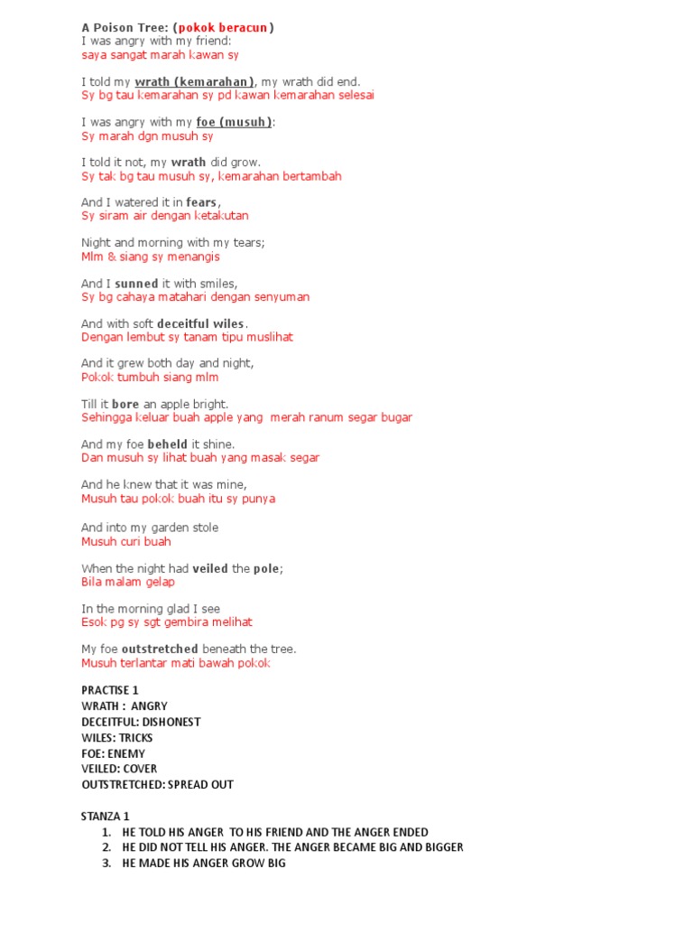 A Poison Tree: : Pokok Beracun | PDF