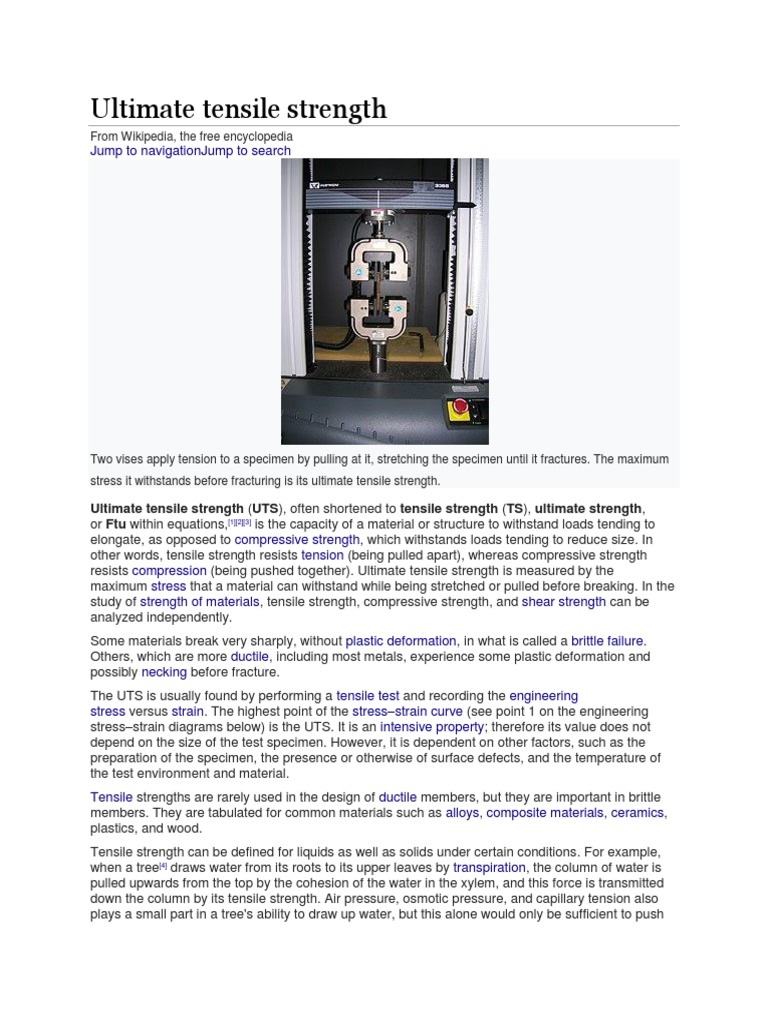 Ultimate Tensile Strength: From Wikipedia, The Free Encyclopedia | PDF ...