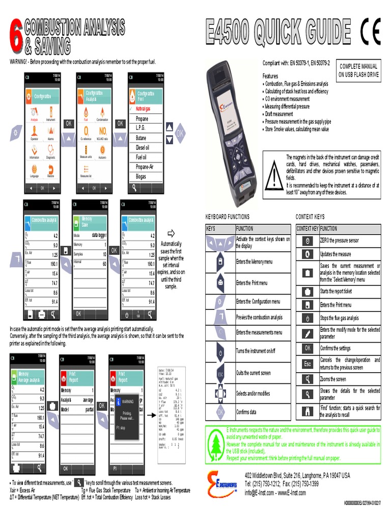E4500 Quick Reference Guide PDF | PDF | Combustion | Nature