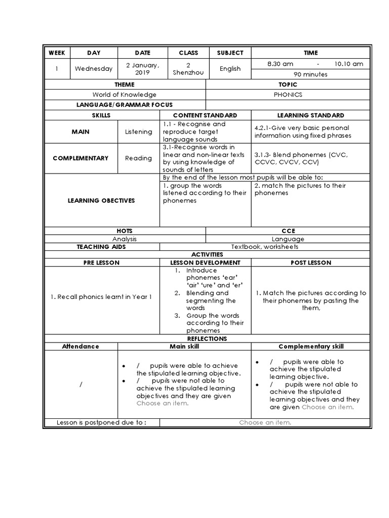 Phonics Lesson Plan: Introducing Phonemes 'ear', 'air', 'ure' and 'er ...