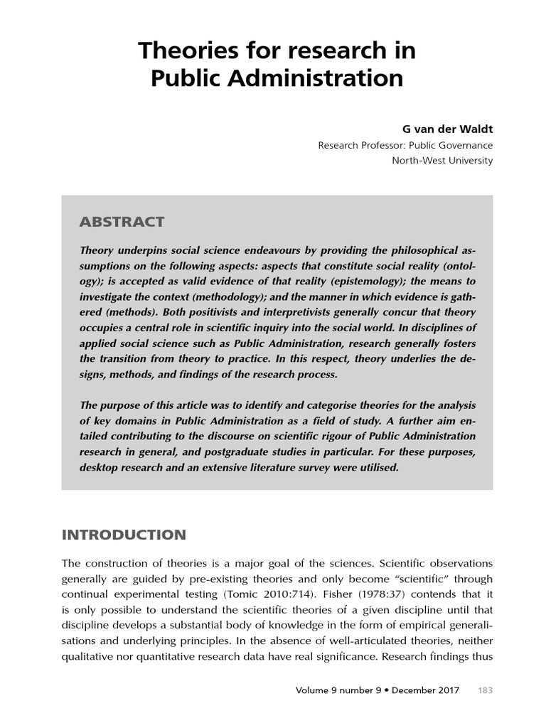 Theories of Public Administration | PDF | Public Administration ...
