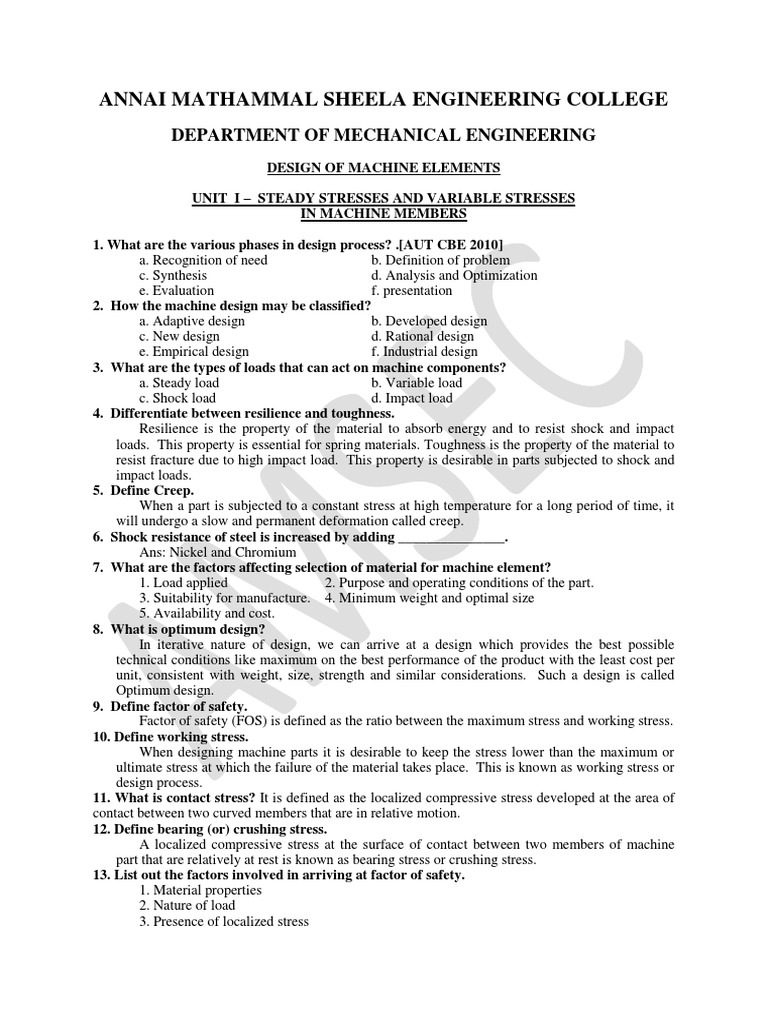 Design of Machine Elements 2 6 | PDF | Strength Of Materials | Screw