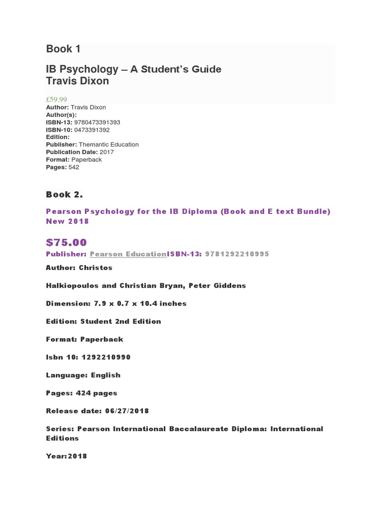 Comprehensive Guides for IB Psychology Students: Reviews of Two Student ...