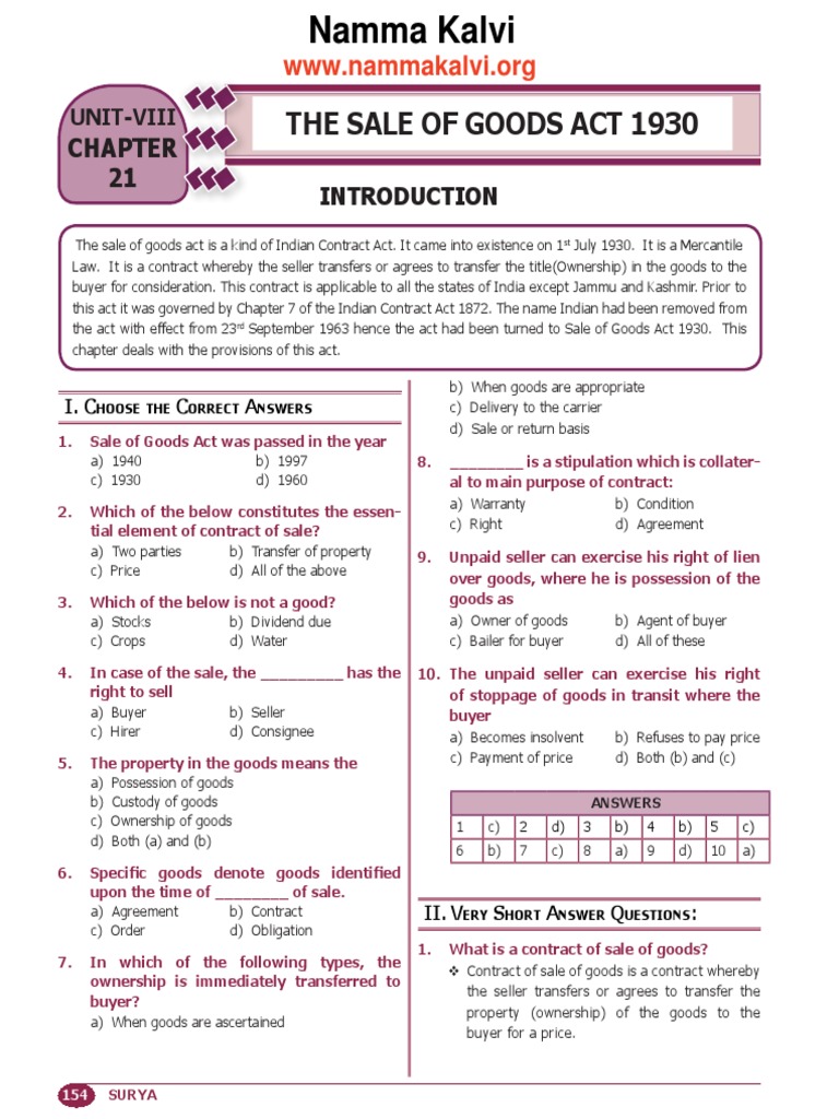 Namma Kalvi 12th Commerce Unit 8 Surya Guide em | PDF | Sales | Breach ... Namma Kalvi 12th Commerce Unit 8 Surya Guide em | PDF | Sales | Breach ...