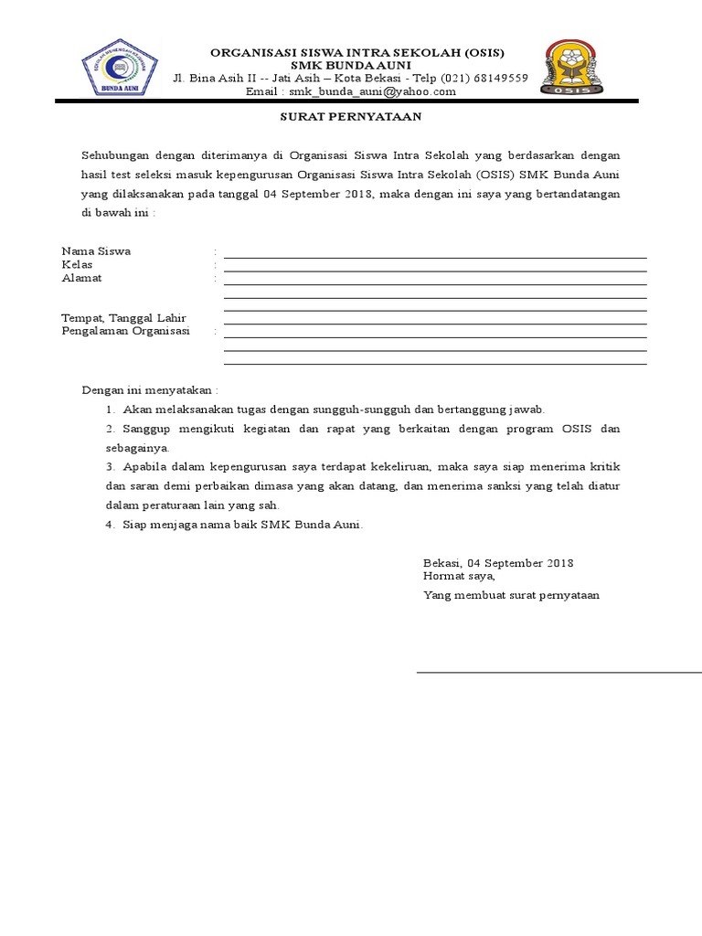 Surat Perjanjian OSIS | PDF