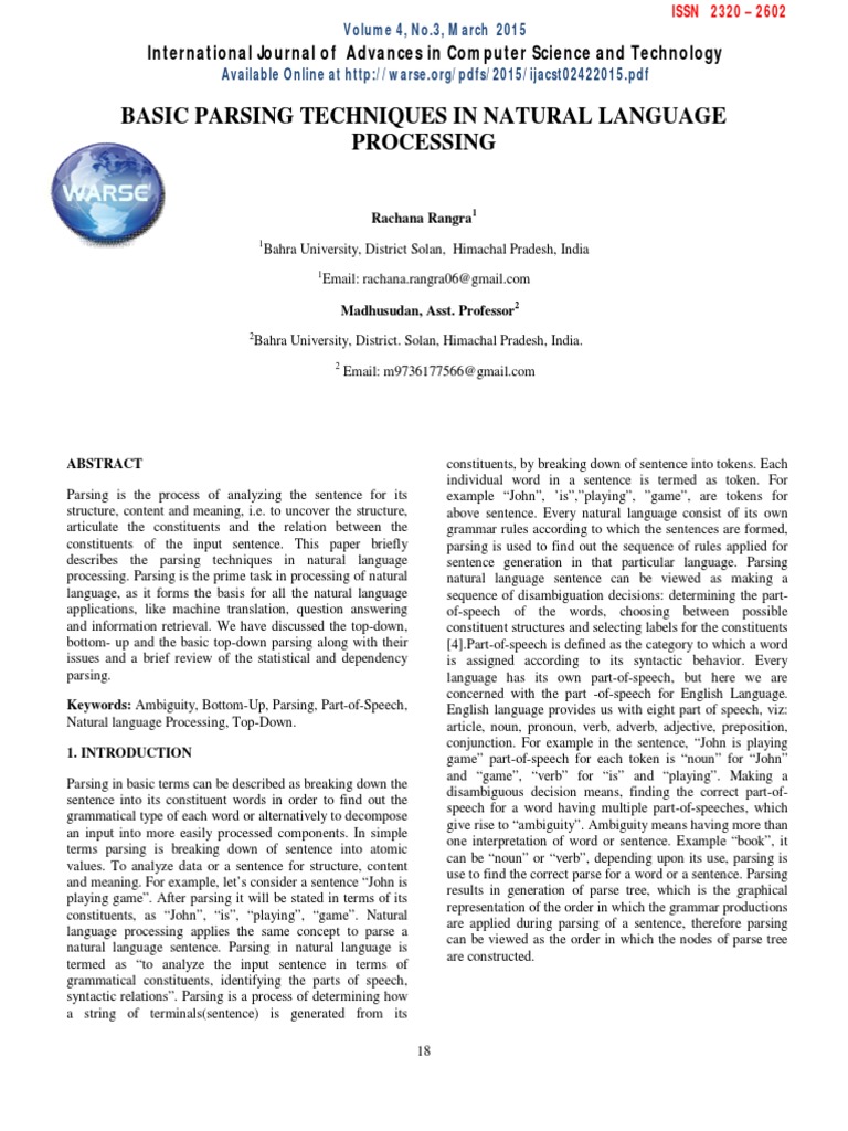 Basic Parsing Techniques in Natural Lang PDF | PDF | Parsing | Part Of ...