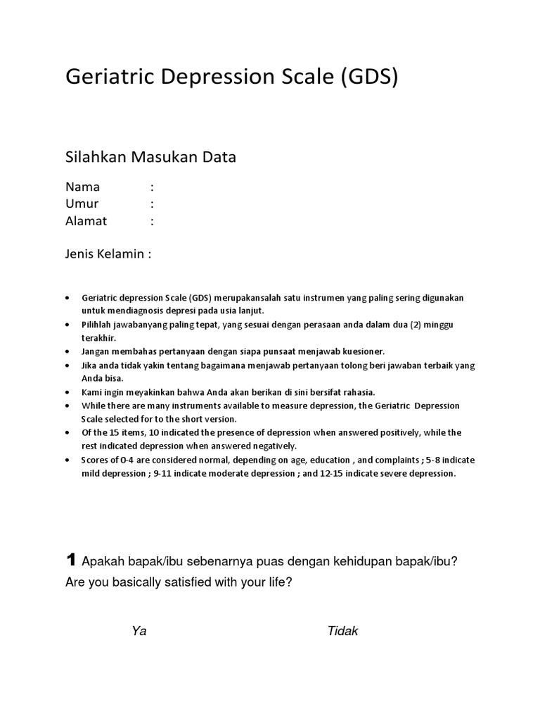 Geriatric Depression Scale | PDF