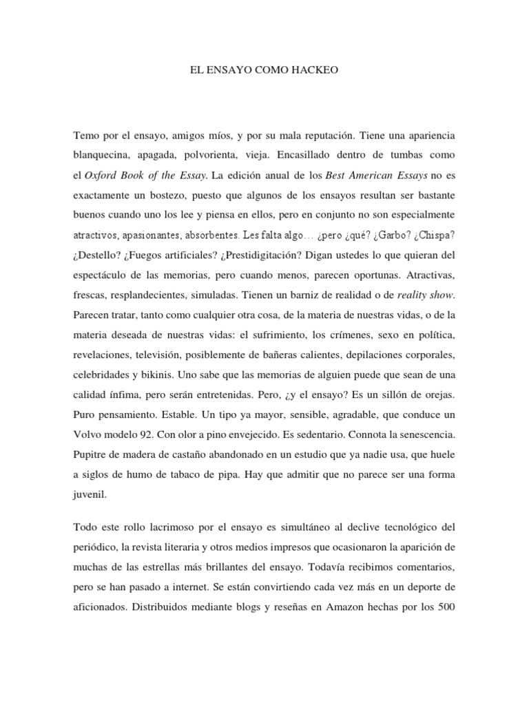 El Ensayo Como Hakeo | PDF | Ensayos | Mente