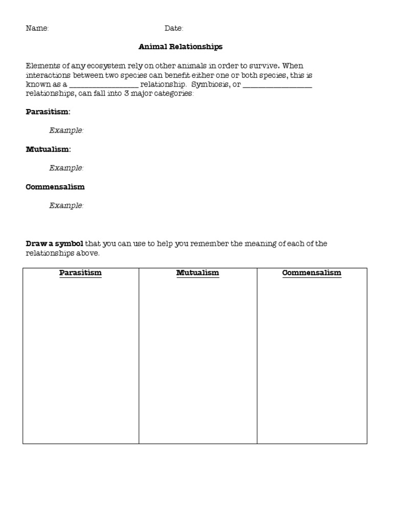 Animal Relationships | PDF | Symbiosis | Parasitism