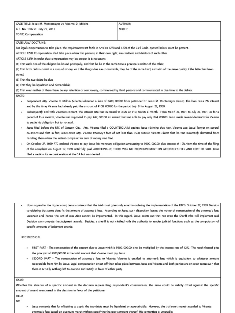 Jesus M. Montemayor vs. Vicente D. Millora | PDF | Judgment (Law) | Debt
