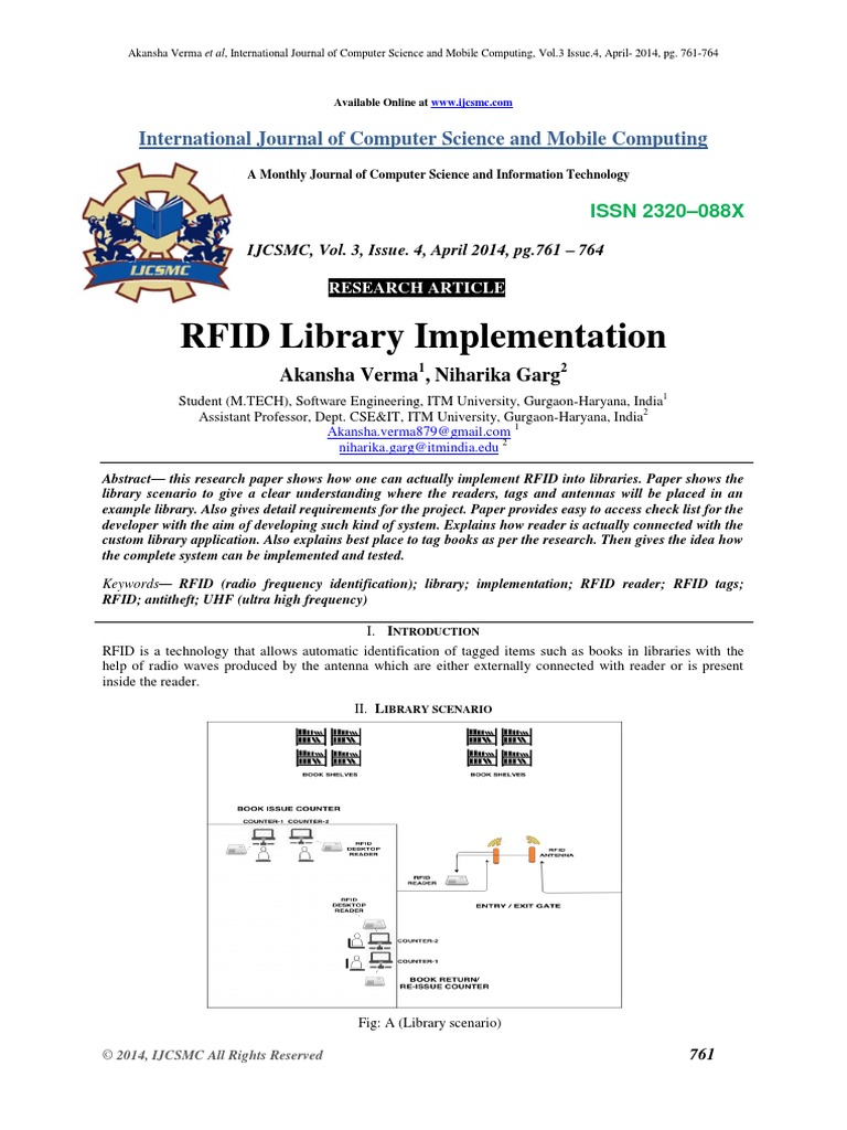 V3i4201418 PDF | PDF | Radio Frequency Identification | Library (Computing)