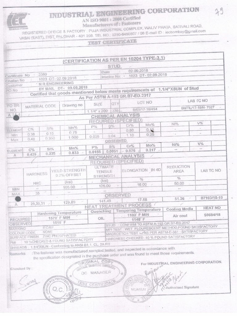 Nut Bolt TC Sample | PDF