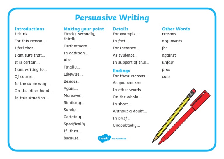 Persuasive Writing Word Bank | PDF