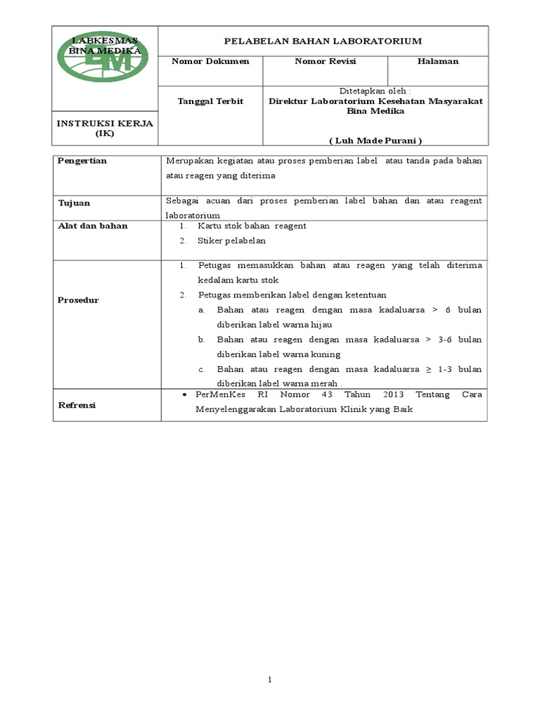 Ik Pemberian Label | PDF