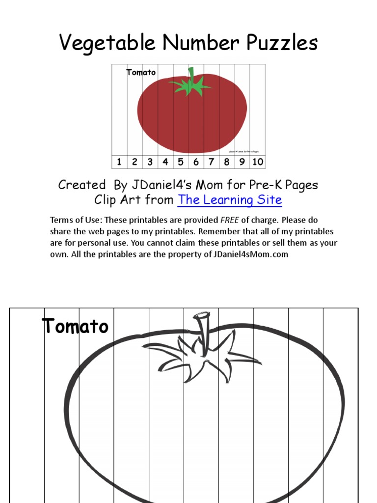 Vegetable Number Puzzles for Kids | PDF