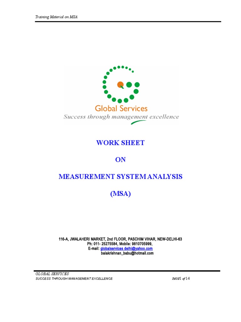 2.MSA WORK SHEET Without Control Charting Method | PDF | Epistemology ...