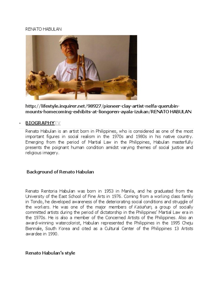 Renato Habulan: Pioneer of Social Realism | PDF | Paintings | Sculpture